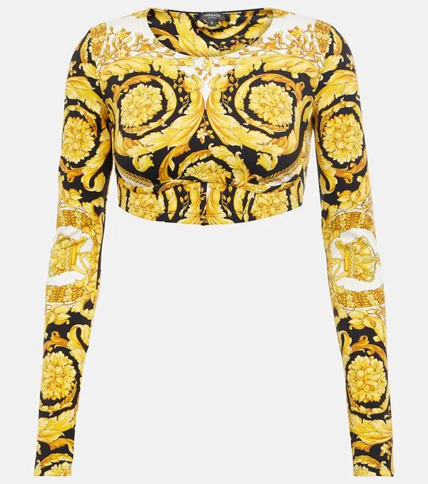 Versace Barocco Print Cropped Top - Multicoloured