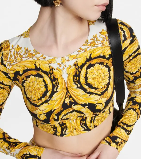 Versace Barocco Print Cropped Top