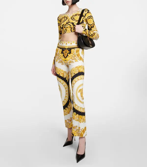 Versace Barocco Print Cropped Top