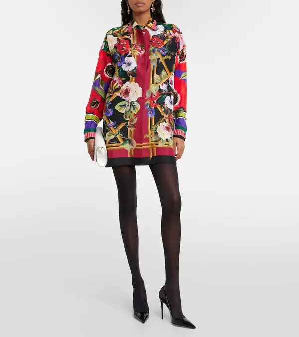 Dolce & Gabbana Printed Silk Shirt Dress