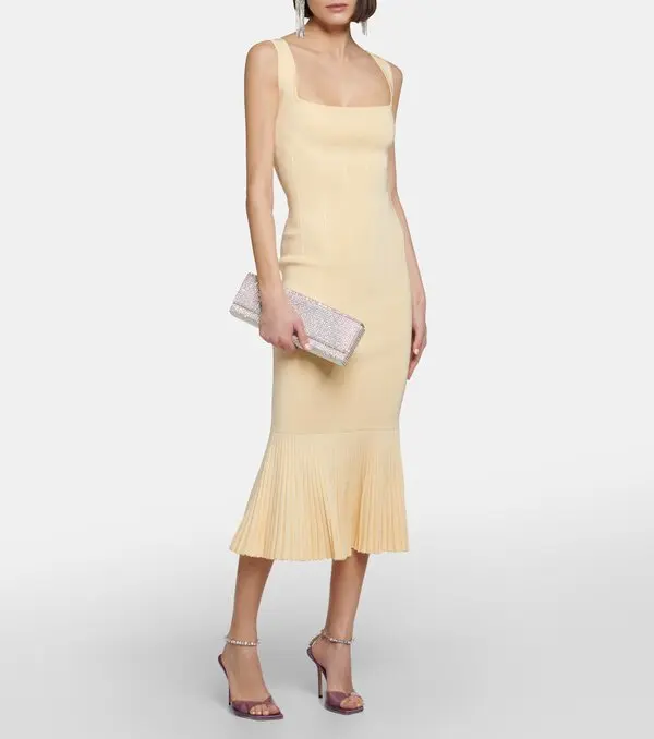 Galvan Fluted Jersey Midi Dress