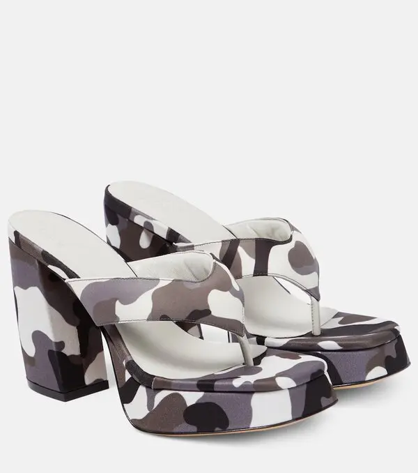 GIA BORGHINI Camouflage Platform Thong Sandals - Multicoloured