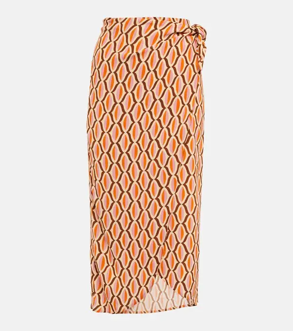 Velvet By Graham & Spencer Alisha Printed Crepe Wrap Midi Skirt - Multicoloured