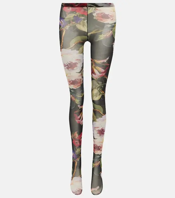 Dolce & Gabbana Floral Tulle Tights - Multicoloured