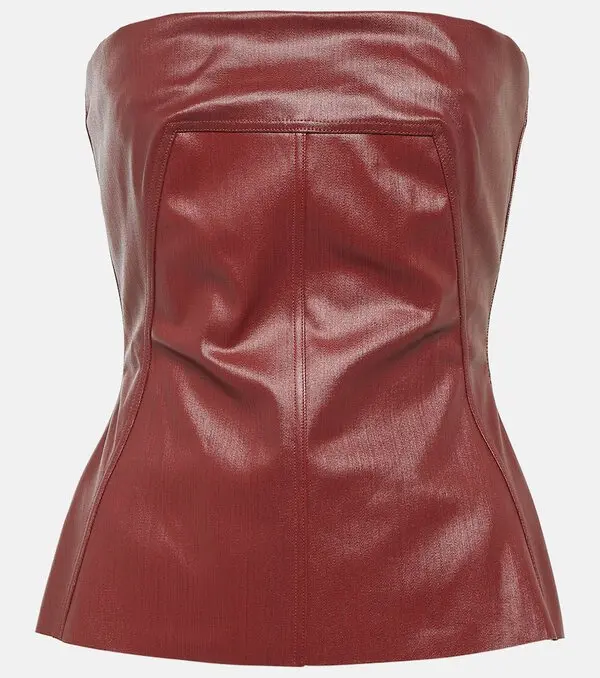 Rick Owens Coated Denim Corset Top - Red