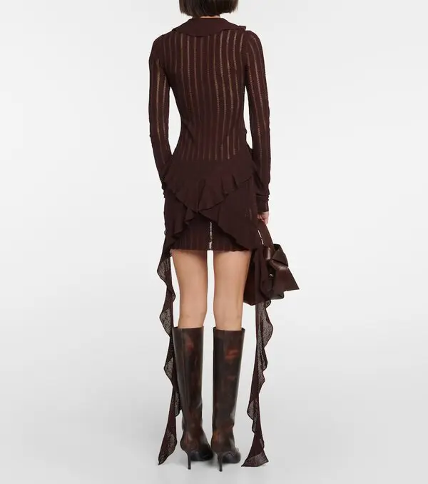 DION LEE Ruffled Pointelle Minidress
