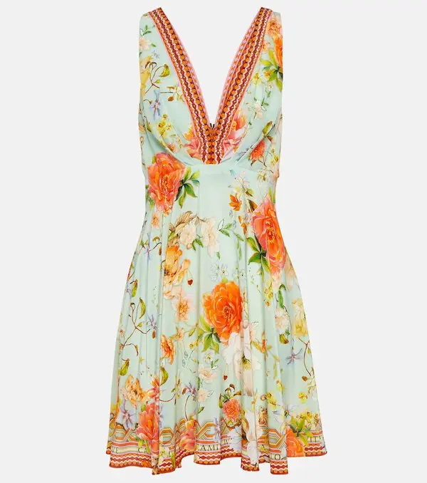 Camilla Embellished Silk Mini Dress - Multicoloured