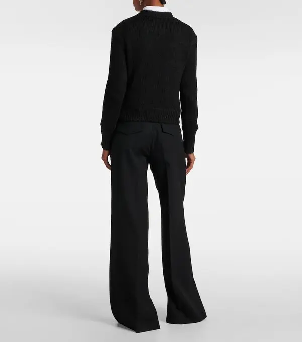 JIL SANDER Ribbed Alpaca Wool Blend Crew Neck Sweater