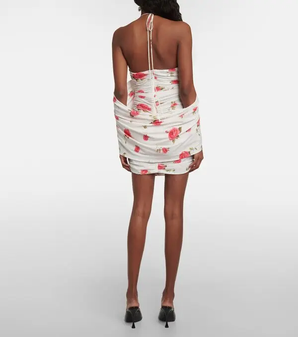 Magda Butrym Floral Appliqué Ruched Mini Dress