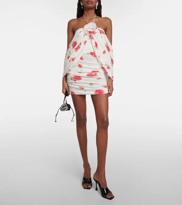 Magda Butrym Floral Appliqué Ruched Mini Dress