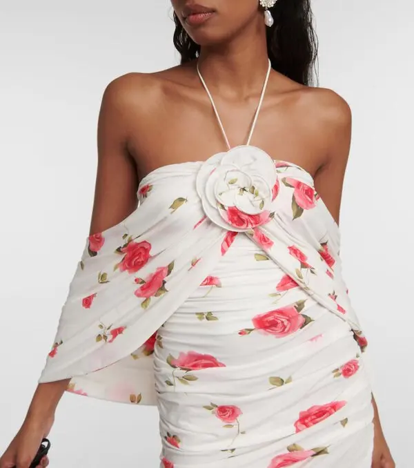 Magda Butrym Floral Appliqué Ruched Mini Dress
