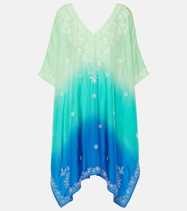 JULIET DUNN Embroidered Ombre Silk Kaftan - Multicoloured