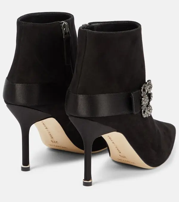 Manolo Blahnik Embellished Suede Ankle Boots