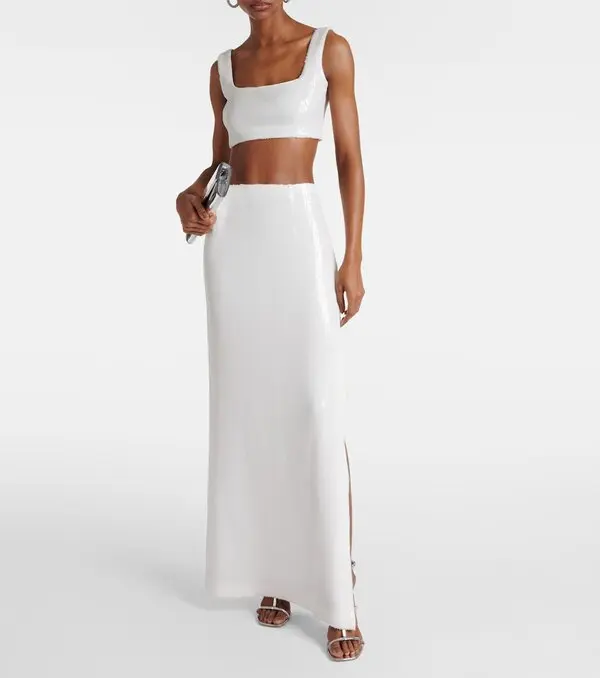 Galvan Beating Heart Sequined Maxi Skirt - White