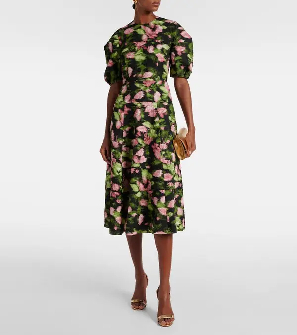 Erdem Floral Matelassé Midi Dress