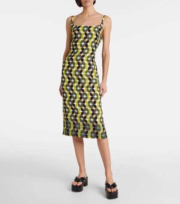 Dries Van Noten Printed Crepe Midi Dress
