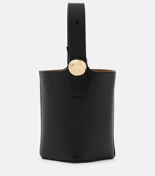 Loewe Pebble Mini Leather Bucket Bag - Black