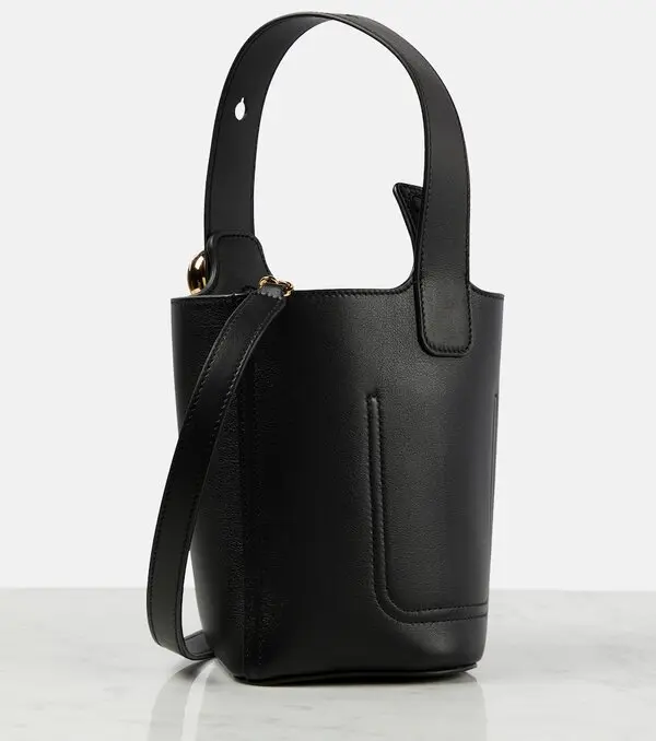 Loewe Pebble Mini Leather Bucket Bag - Black