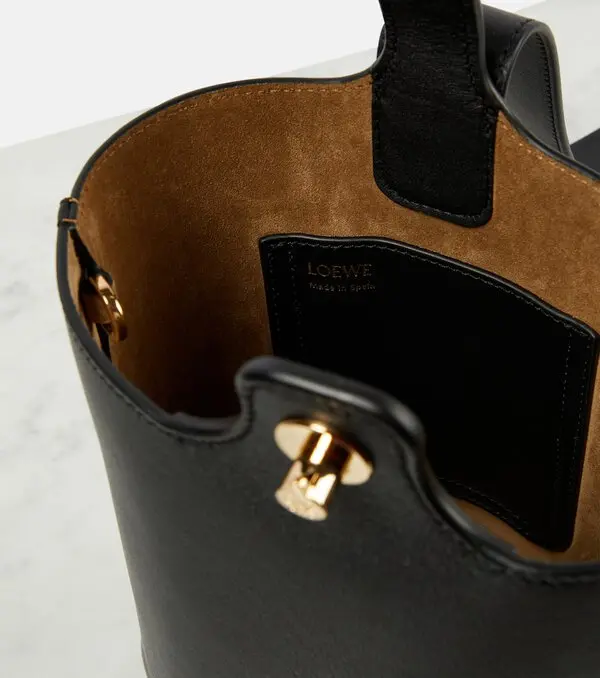 Loewe Pebble Mini Leather Bucket Bag - Black