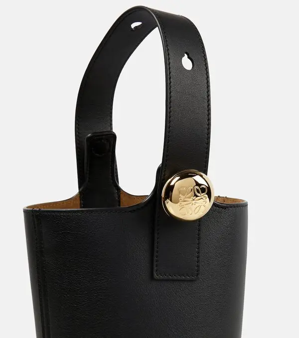 Loewe Pebble Mini Leather Bucket Bag - Black