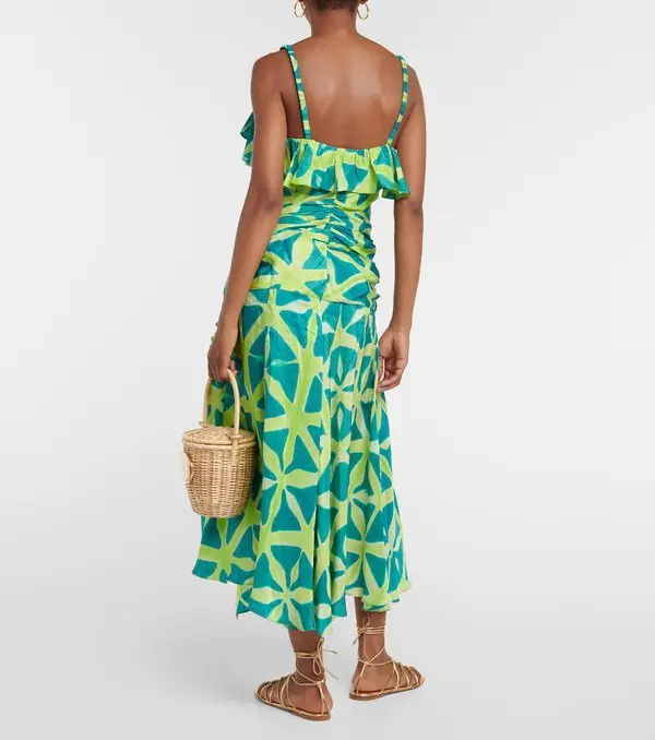Ulla Johnson Zoya Printed Silk Midi Dress - Multicoloured