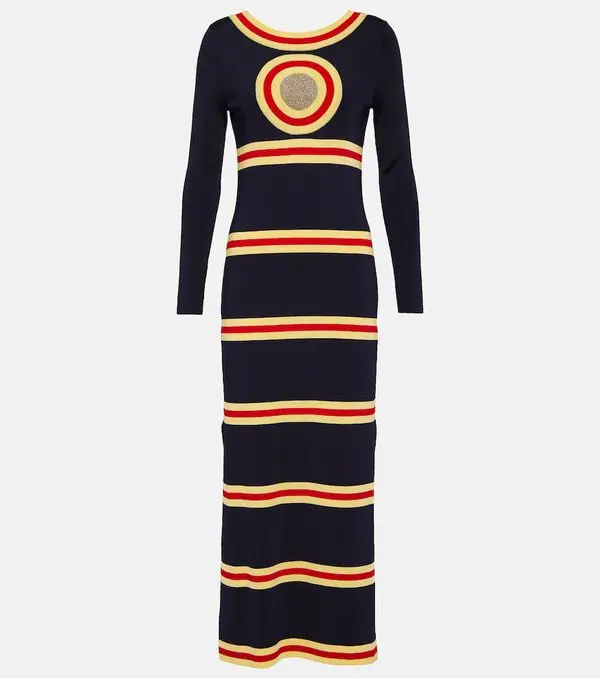 Rabanne Striped Maxi Dress With Cut-out Detail - Multicoloured