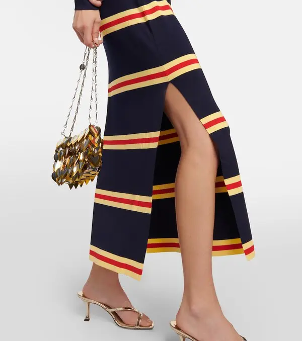 Rabanne Striped Maxi Dress With Cut-out Detail