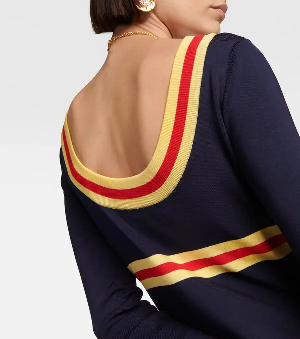 Rabanne Striped Maxi Dress With Cut-out Detail