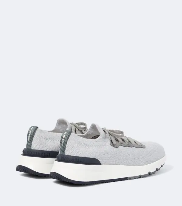 Brunello Cucinelli Leather-trimmed Knitted Sneakers