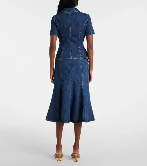 SELF-PORTRAIT Denim Midi Dress