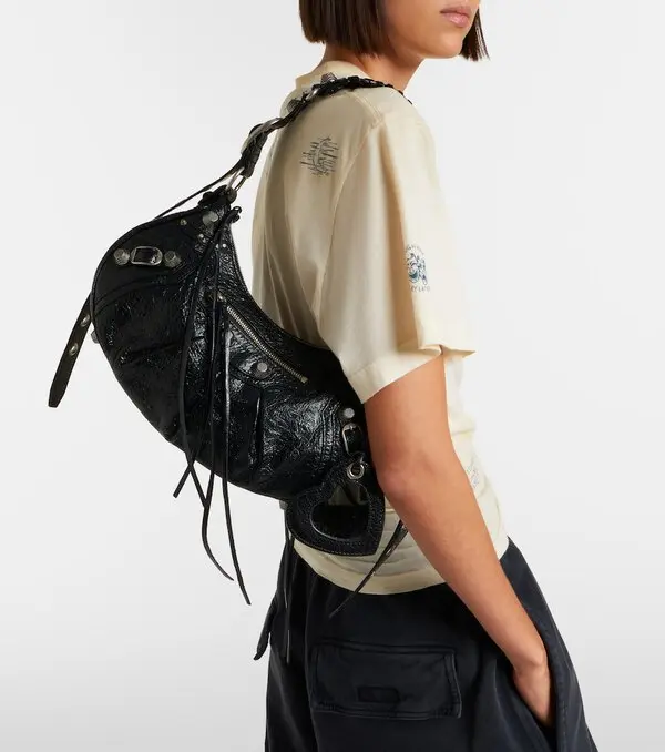 Balenciaga Le Cagole Small Leather Shoulder Bag - Black