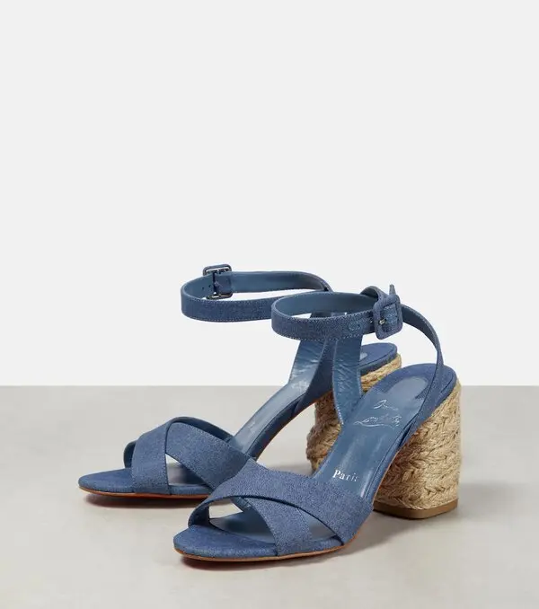 CHRISTIAN LOUBOUTIN Summer Mariza Denim Espadrilles Sandals