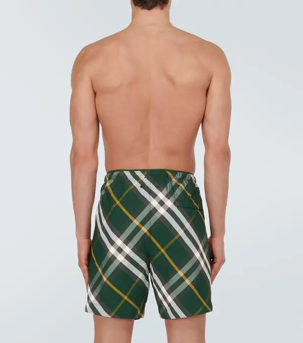 Burberry Check Swim Trunks - Green