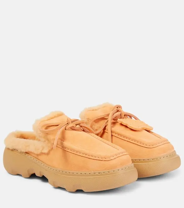 Burberry Stony Suede Mules - Pink