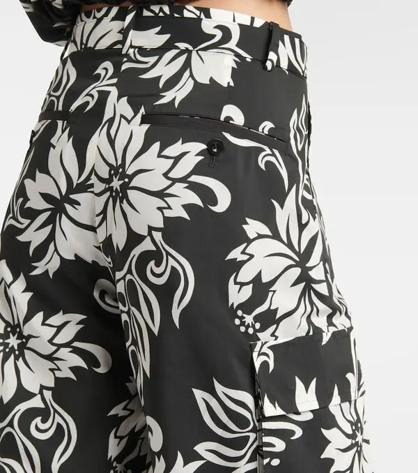Sacai High-rise Floral Wide-leg Trousers