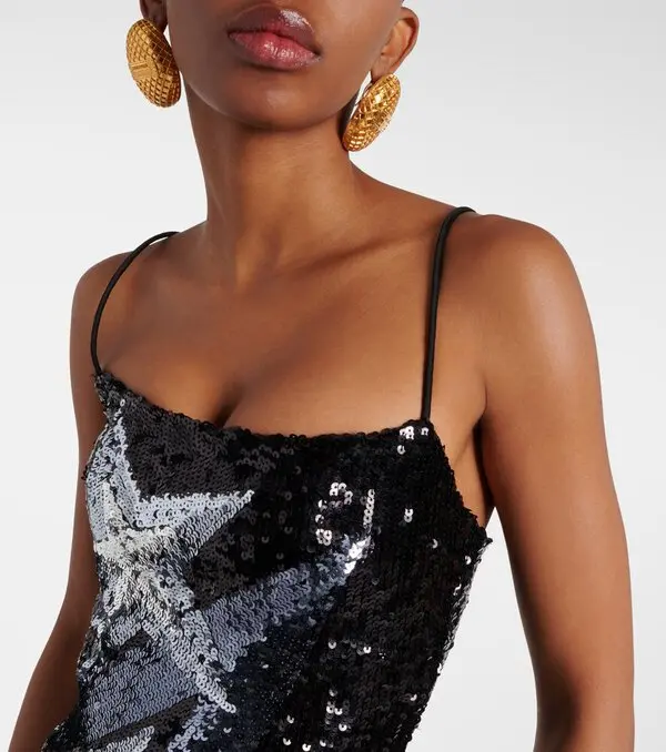 Balmain Sequined Maxi Dress With Side Slit