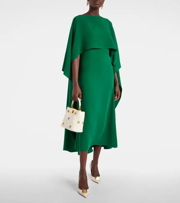 Valentino Garavani Cape Effect Silk Midi Dress
