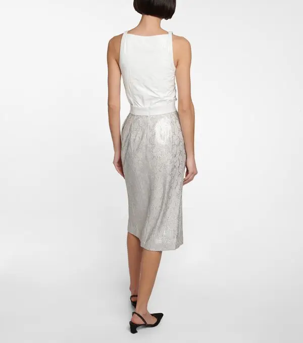 JACQUES WEI Sequined Snake-effect Midi Skirt