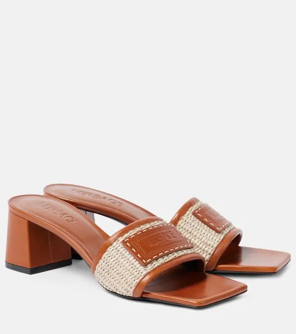Versace Theia Barocco Raffia Mules - Multicoloured