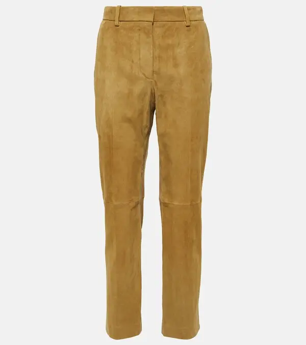 JOSEPH Coleman Suede Cropped Pants - Beige