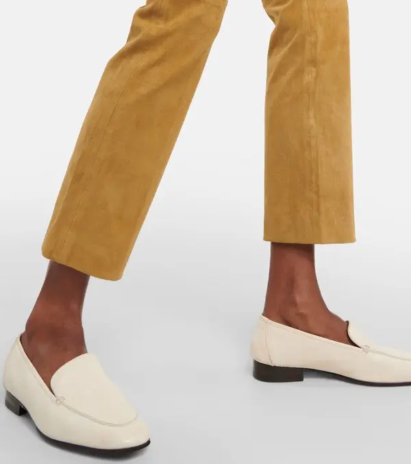 JOSEPH Coleman Suede Cropped Pants - Beige