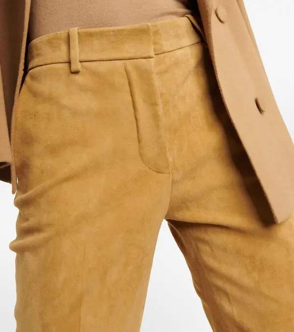 JOSEPH Coleman Suede Cropped Pants - Beige