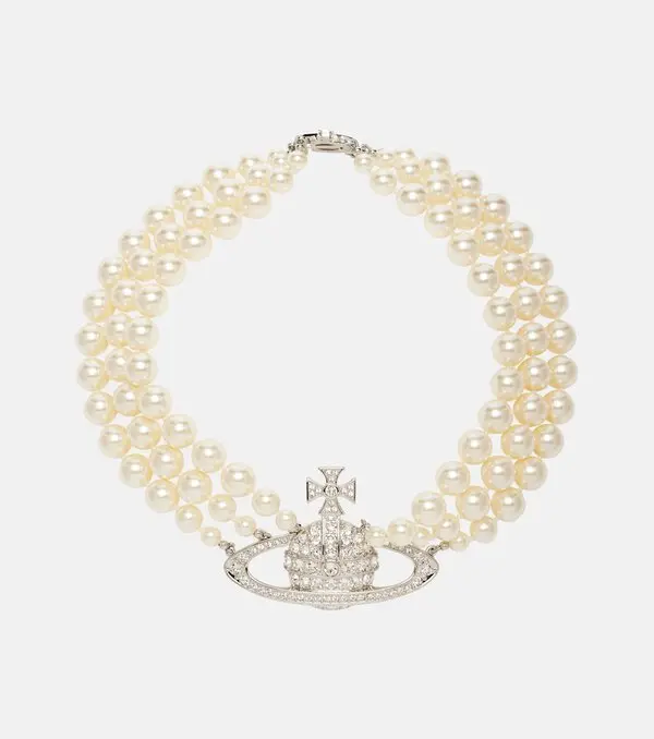 VIVIENNE WESTWOOD Embellished Faux Pearl Choker - Silver