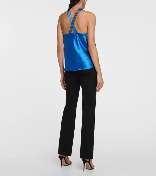 Veronica Beard Stewart Satin Halter-neck Top