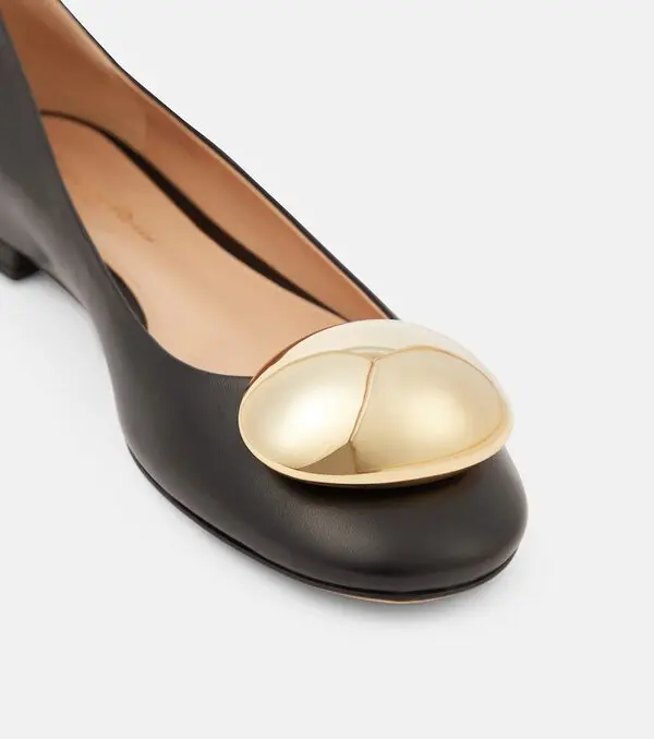 GIANVITO ROSSI Sphera Leather Ballet Flats - Black