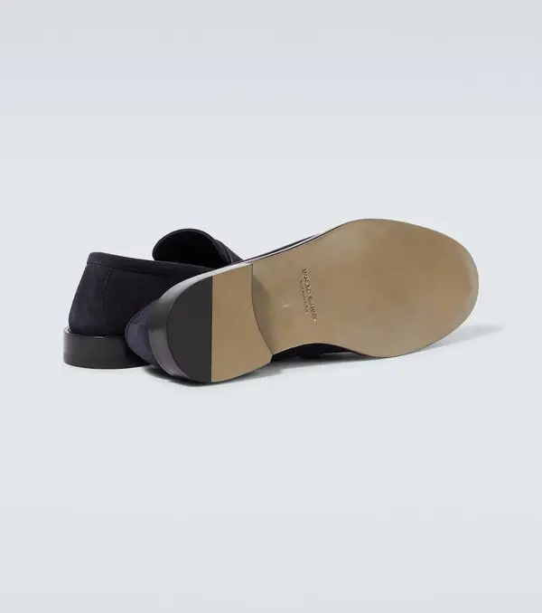 Manolo Blahnik Suede Penny Loafers - Blue