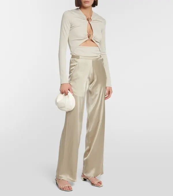 Christopher Esber Silk Satin Straight Leg Trousers