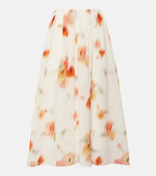 Vince Floral Gathered Midi Skirt - Multicoloured