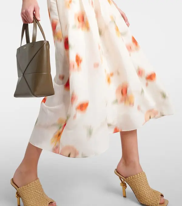 Vince Floral Gathered Midi Skirt