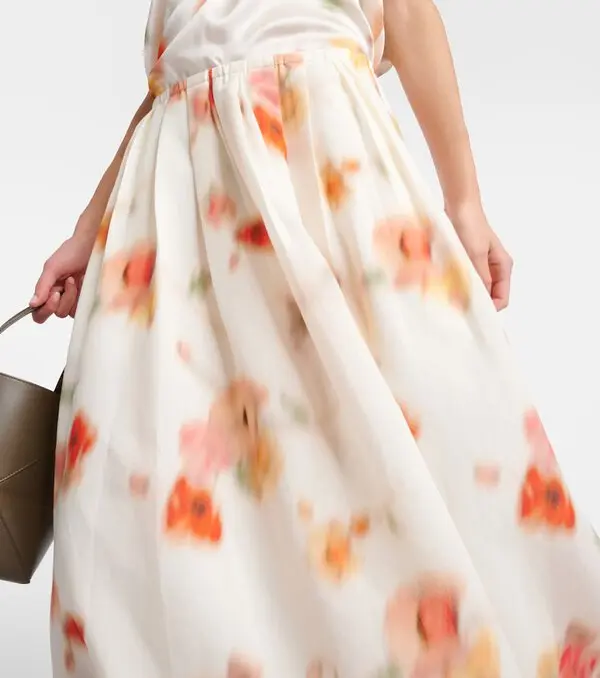 Vince Floral Gathered Midi Skirt